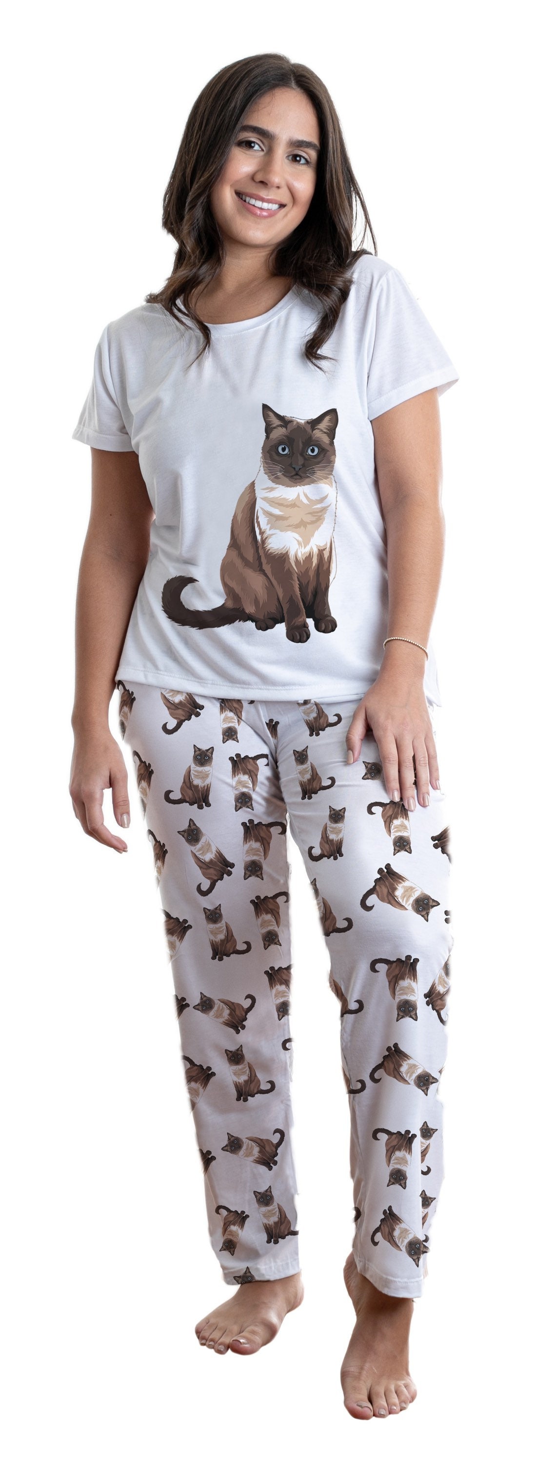 Siamese Cat Pajama Set With Long Pants for Women Cat Lover - Etsy