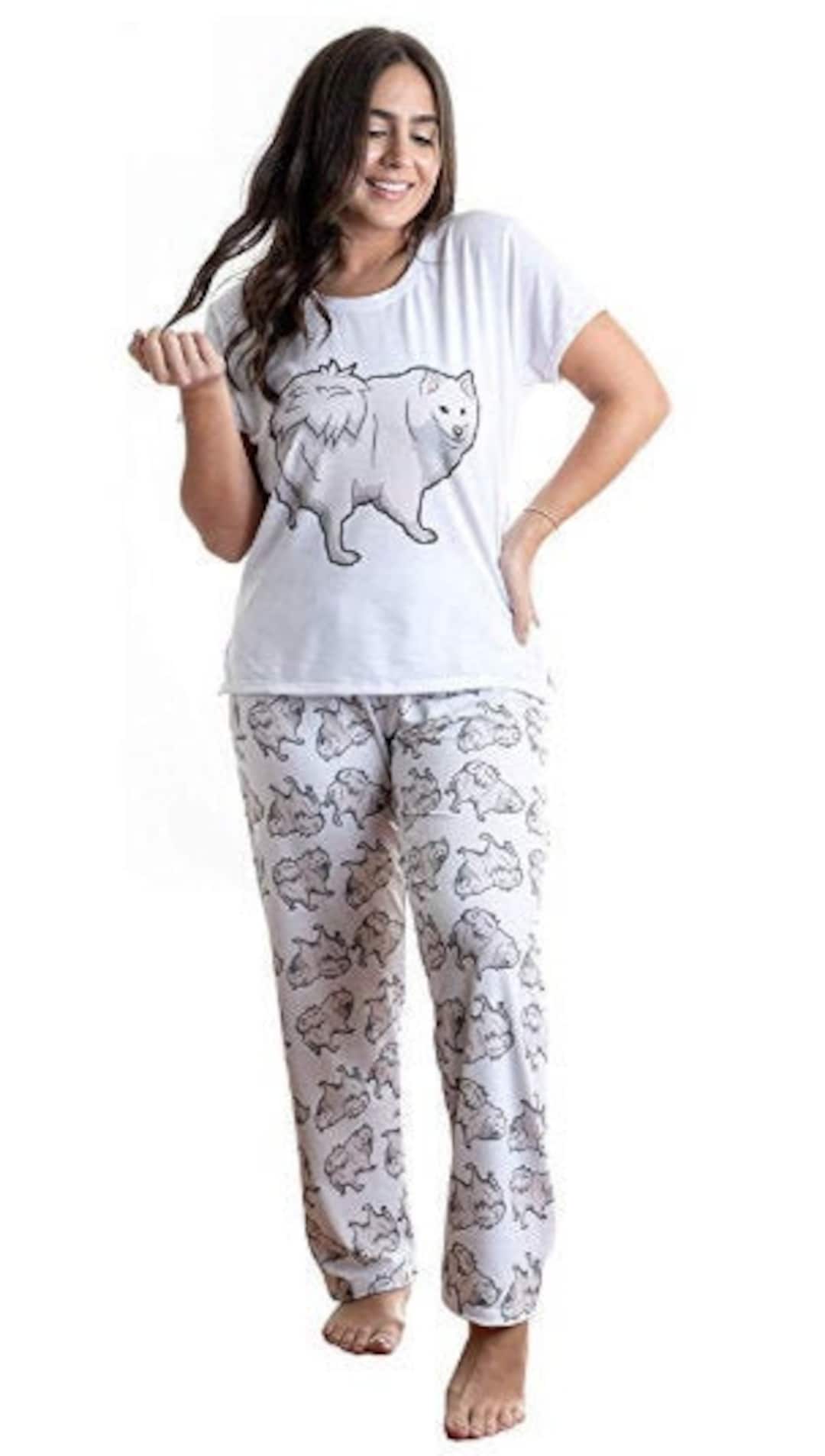 Samoyed Pajama Set With Pants for Women. Pet Lover Nightwear for Women ...