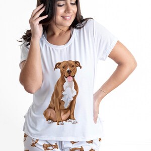 Brown Pitbull Pajama Set With Shorts for Women, Pitbull Pjs for Gift ...