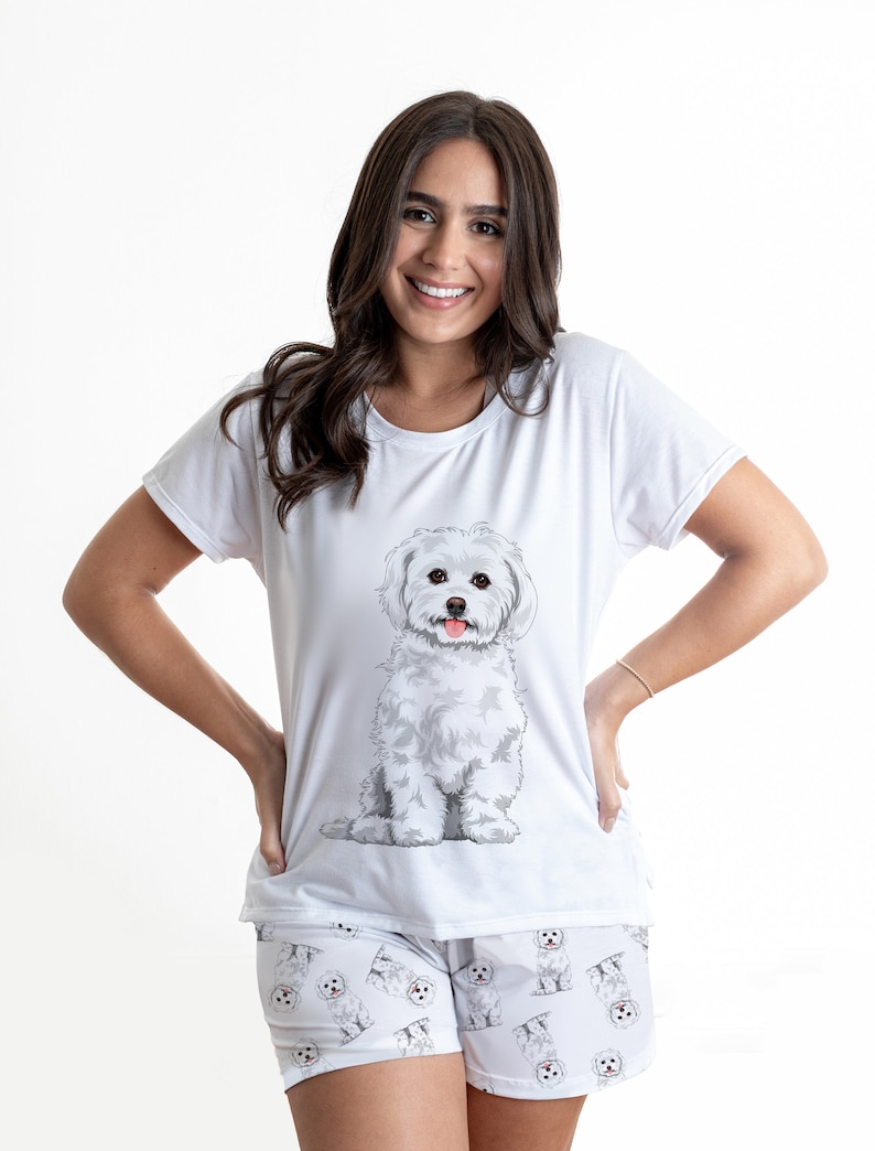 Maltese Pajama Set With Shorts for Women, Maltese Mom Gift Idea ...