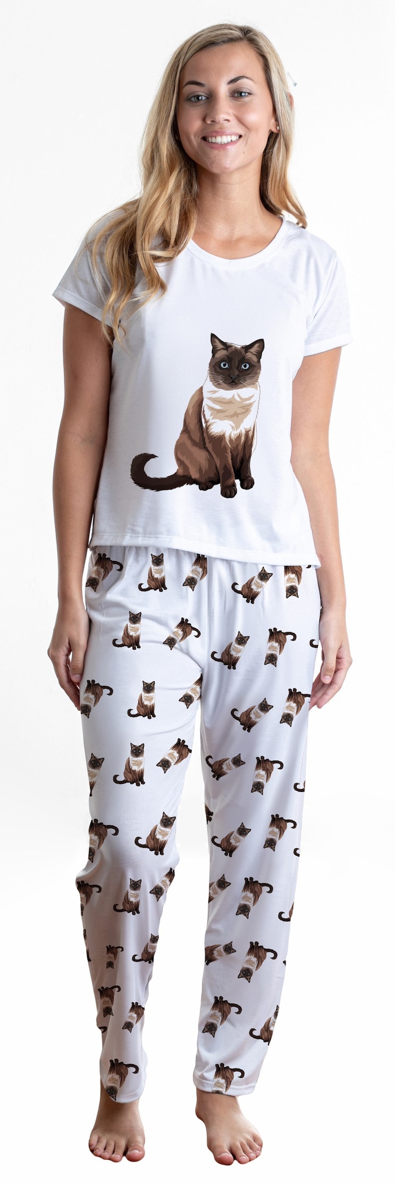 Siamese Cat Pajama Set With Long Pants for Women Cat Lover - Etsy UK