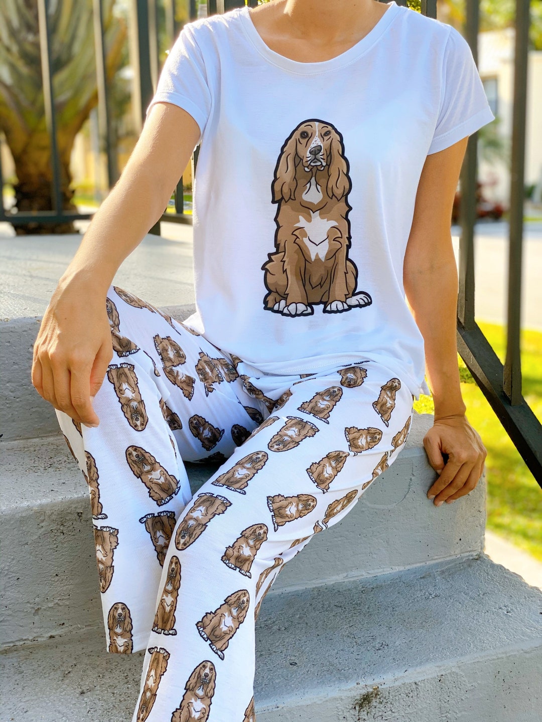 Springer / Cocker Spaniel Pajama Set With Pants for Women, 2 Piece ...