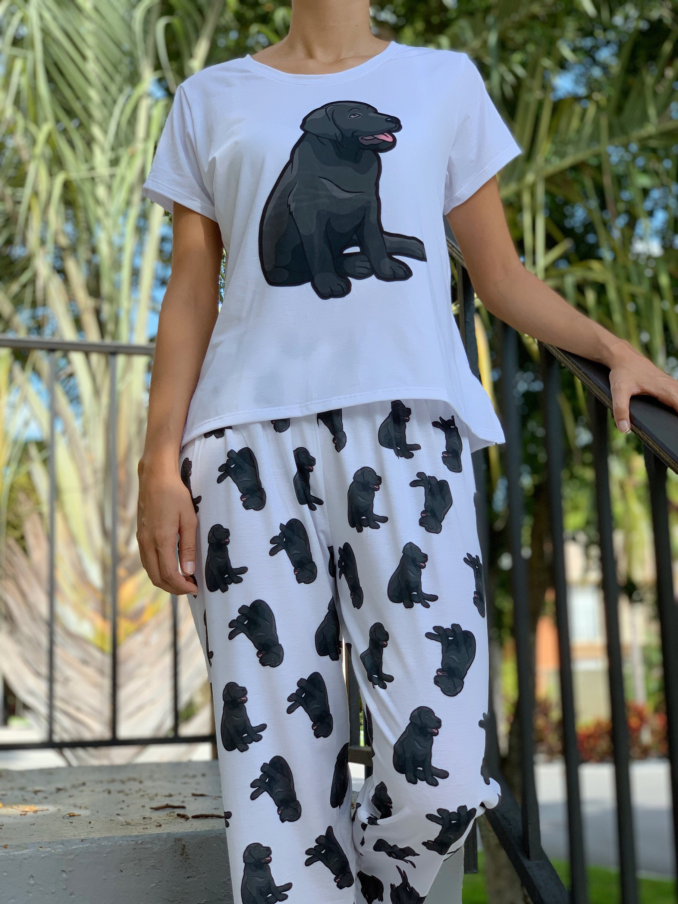 Dog Black Labrador pajama set with pants for women Lab | Etsy