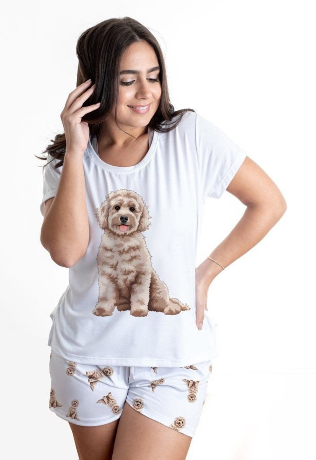 Doodle Pajamas Set With Shorts for Women Poodle, Doodle Lover Pjs ...