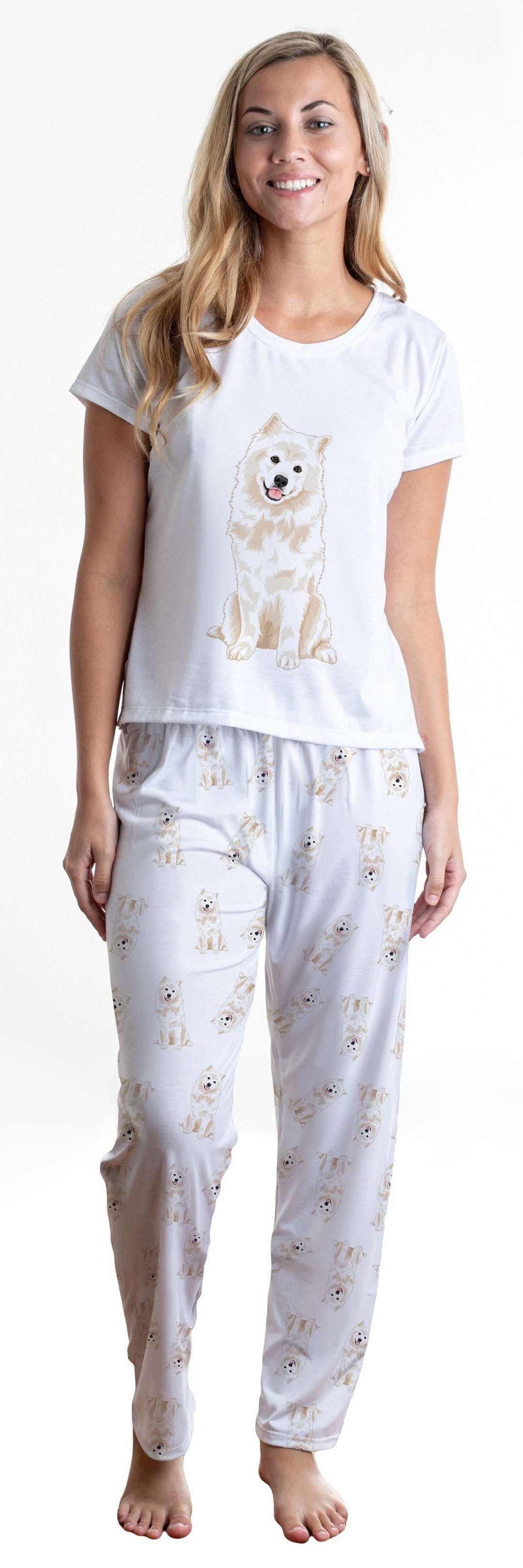 Samoyed Pajama Set With Pants for Women. Pet Lover Nightwear for Women ...