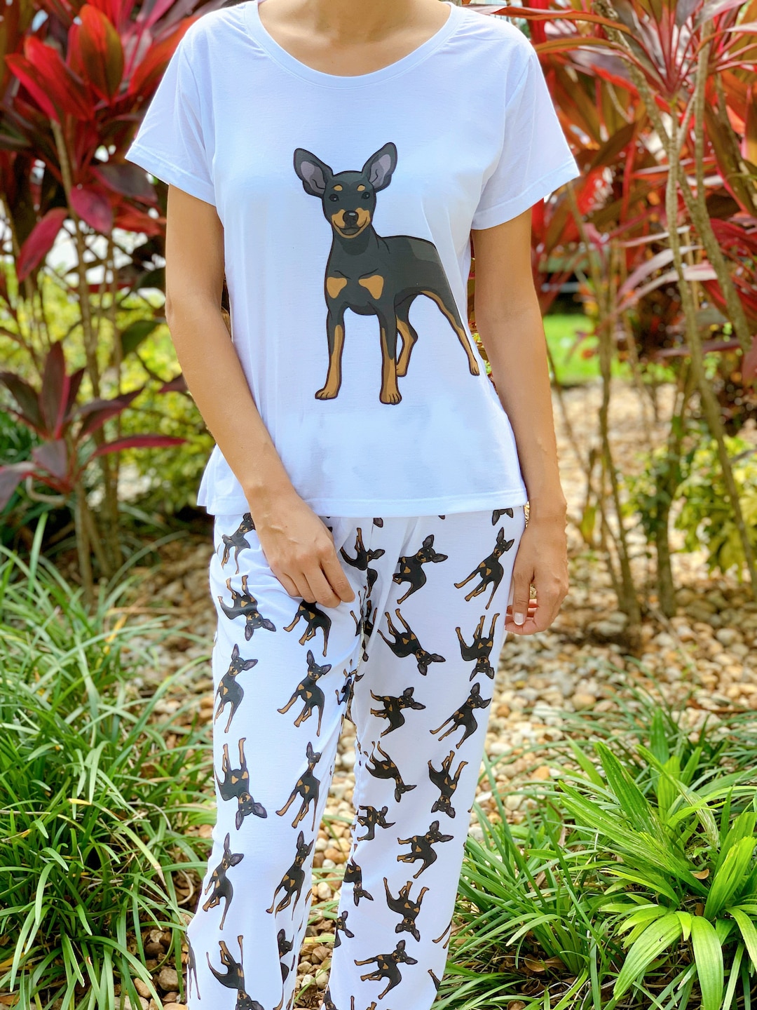 Pinscher Pajama Set With Pants for Women, Comfy Pajamas for Dog Lovers ...