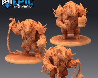 Orcish Cook Undur Le Chef and Dire Pig Orc Ogre Pig 28mm Miniatures for ...