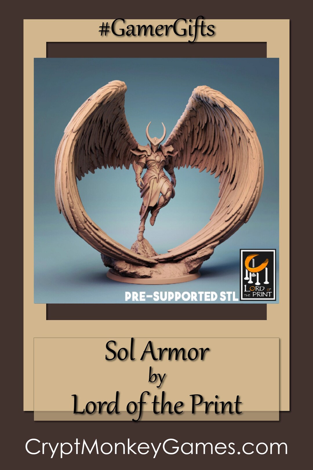 Sol Armor Rescale Miniature Angel Fighter 3D Printed RESIN Pathfinder ...