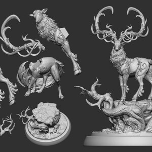 Magic Deer & Magic Fox Diorama White Werewolf Tavern Prairie Legengs 3D ...