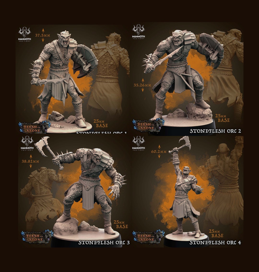 Stoneflesh Orcs Mammoth Factory Flesh to Stone RESIN Fantasy Dnd RPG ...