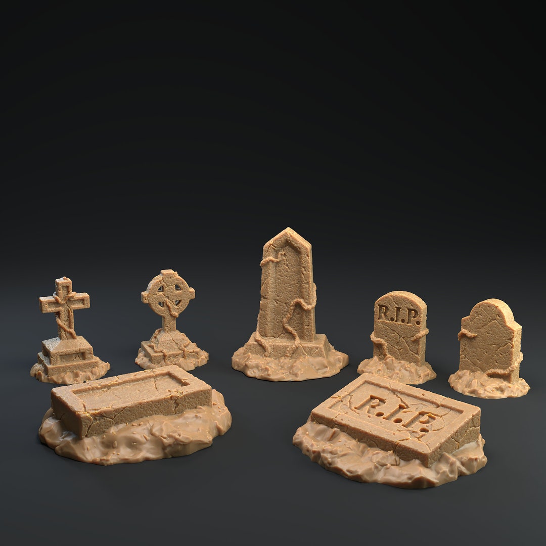 Set of 7 Tombstones | Dragon Trappers Lodge | Stoican Halloween | RESIN ...