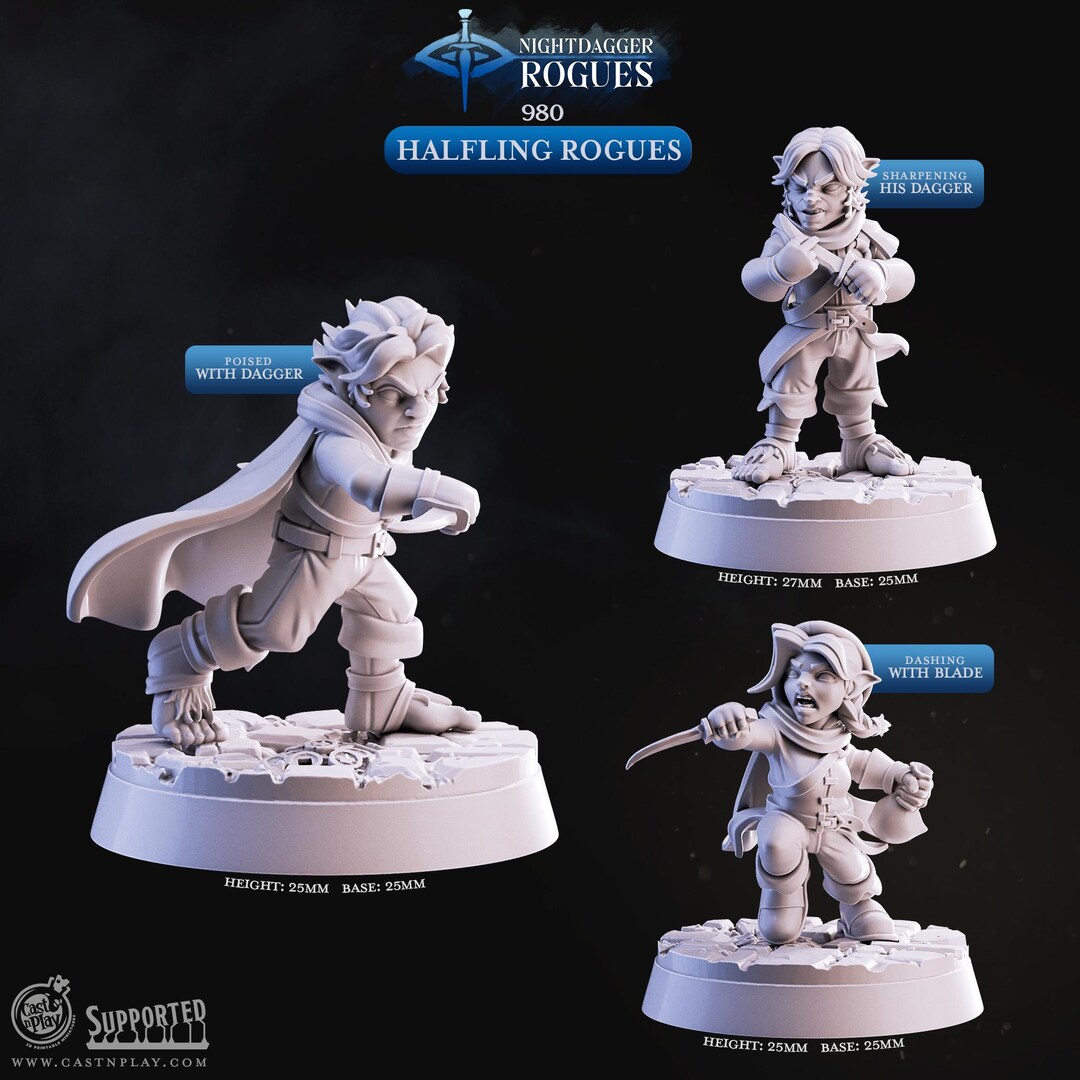 Halfling Rogues | Cast N Play | Nightdagger Rogues | Npcs | RESIN ...