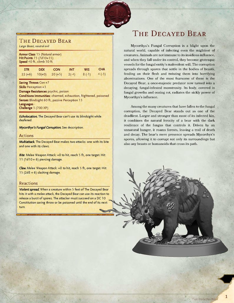 Decayed Bear | Claymore Miniatures | Queen of Rot and Decay | Resin ...