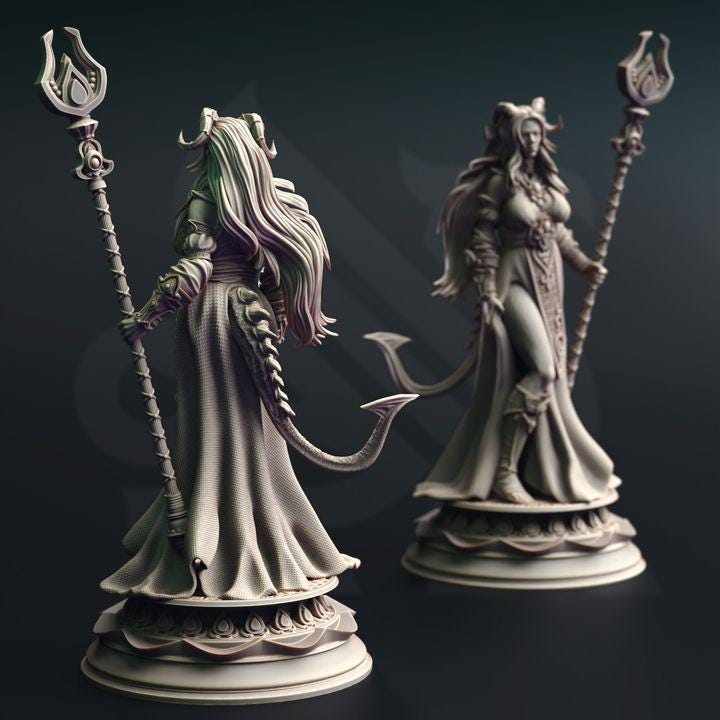 Tharia Moonshadow - Tiefling Moon Cleric | DM Stash | Bound in the ...