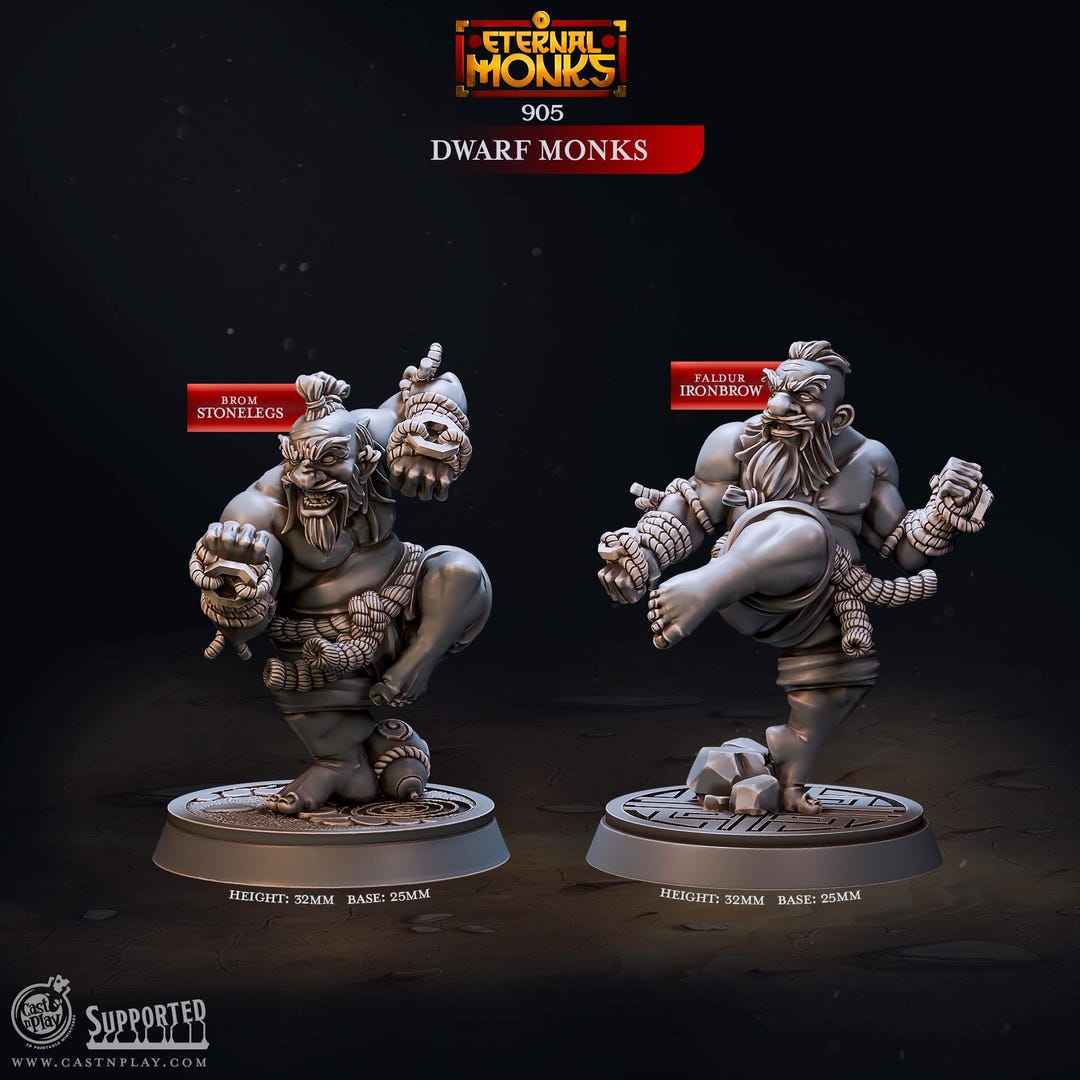 Dwarf Monks | Cast N Play | Eternal Monks | Npcs | RESIN | Fantasy ...