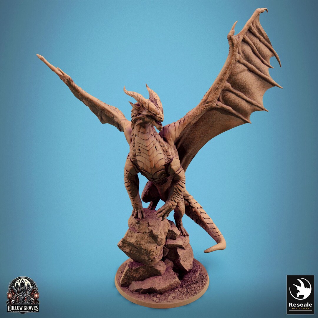 Legendary Metallic Copper Dragon Stand Rescale Miniature Hallowed ...