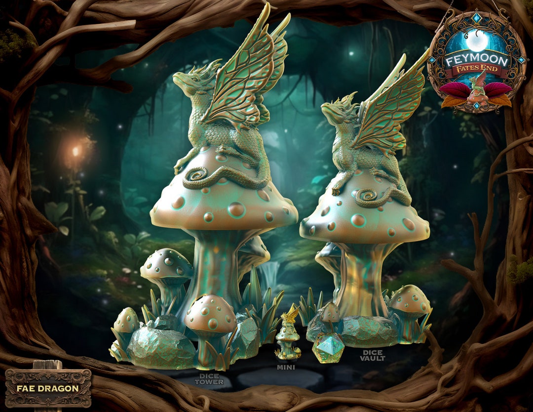 Fey Dragon Dice Tower/vault/mini Feymoon Fates End 3D Printed Fantasy ...