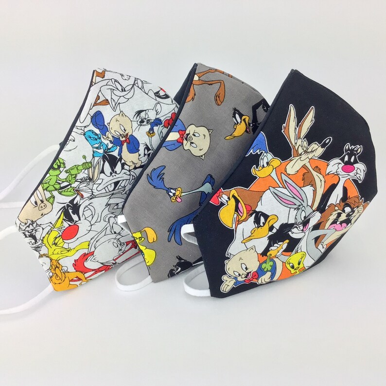 Looney Tunes Face Mask Adjustable Bugs Bunny Marvin the | Etsy
