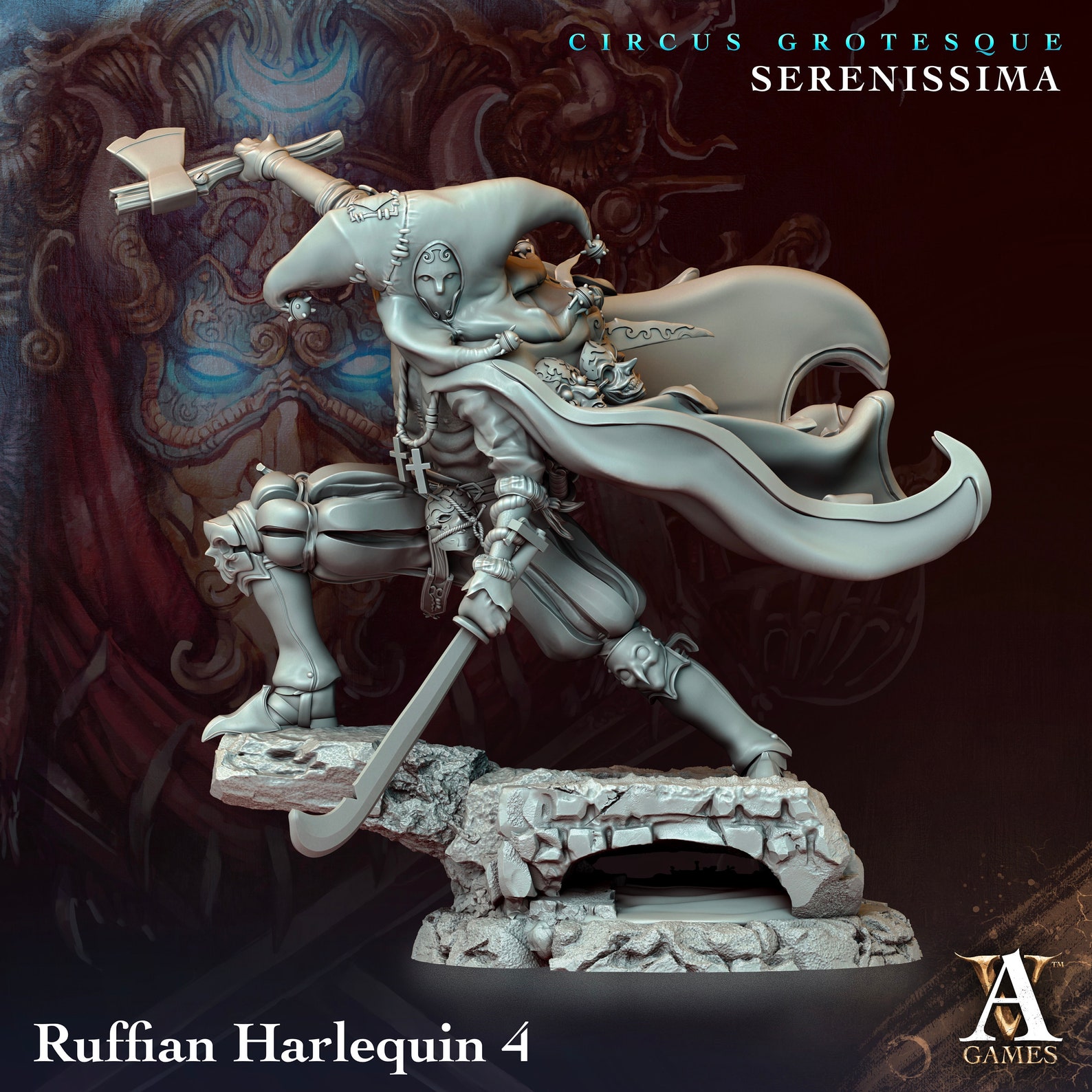 Ruffian Harlequin Archvillain Games Circus Grotesque Serenissima RESIN ...