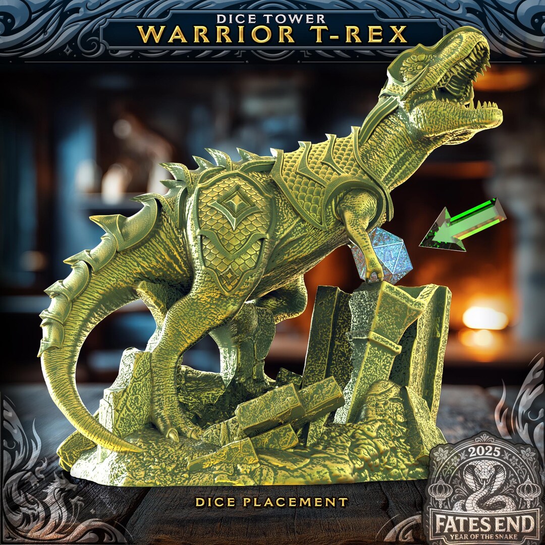 Warrior T-rex Dice Tower | Fates End | Fantasy | Dnd | RPG | Tabletop ...