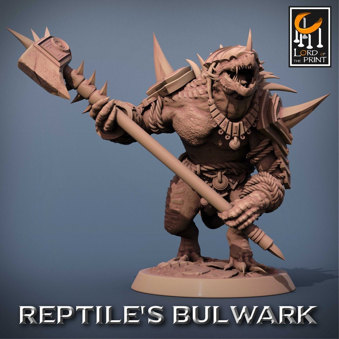 Lizardman Soldier Stand | Rescale Miniature | Reptile's Bulwark | RESIN ...