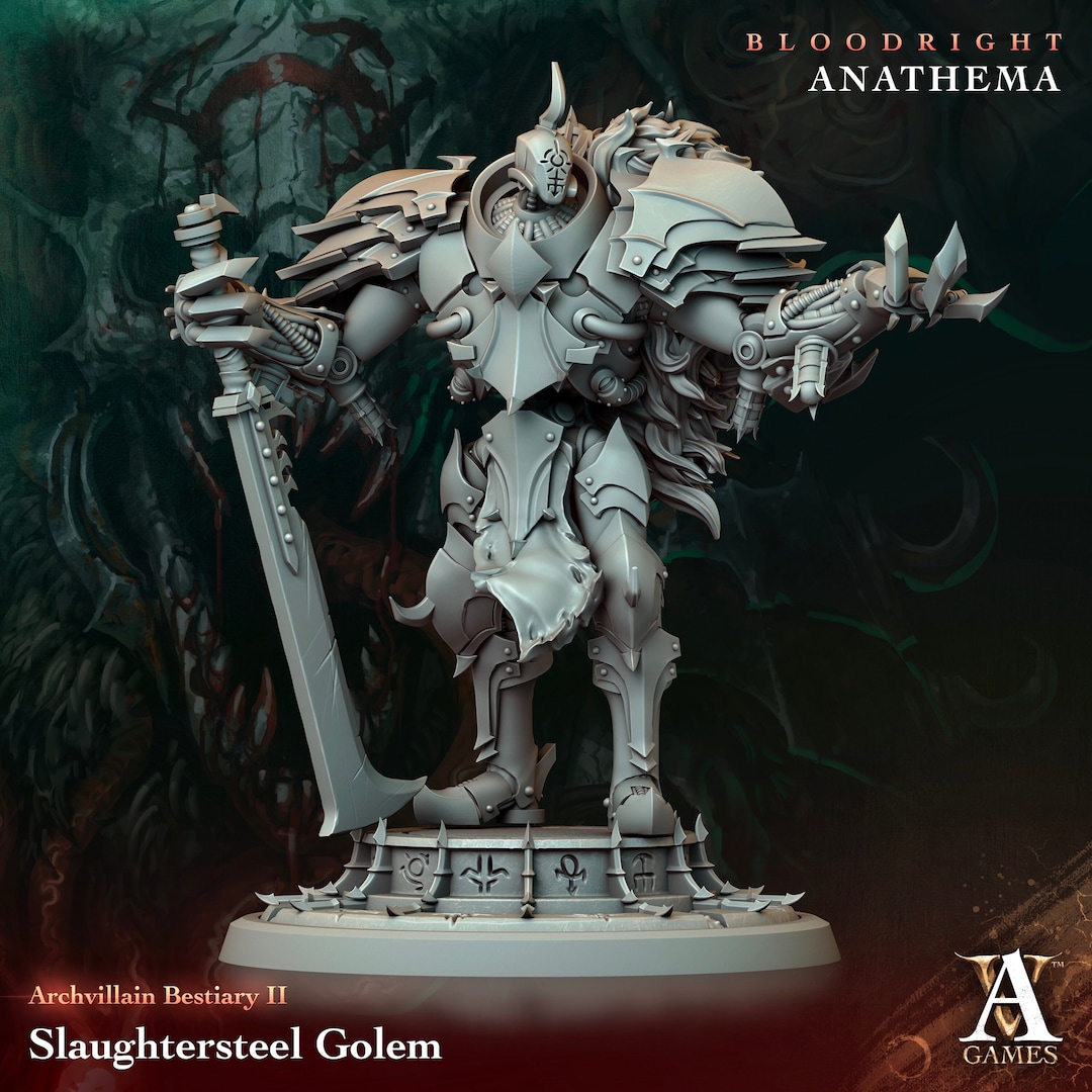 Slaughtersteel Golem | Archvillain Games | Bloodright Anathema | RESIN ...
