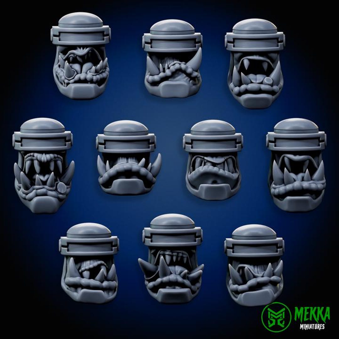Roborks Orc Heads | Mekka Miniatures | Modular Orks | Resin | Fantasy ...