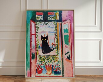 Henri Matisse Cat Print, Matisse Open Window Cat Poster, Cat Art ...