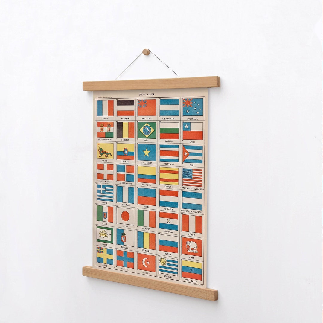 Ancient Flags of the World Poster, Vintage World Flags Art Print ...