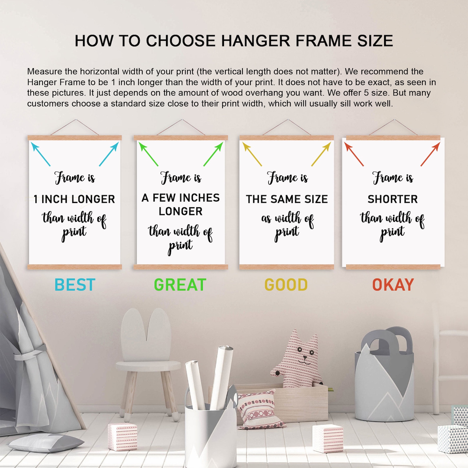A1 Poster Hanger, Wooden Magnetic Poster Hanger for Framing Art ...