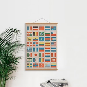 Ancient Flags of the World Poster, Vintage World Flags Art Print ...