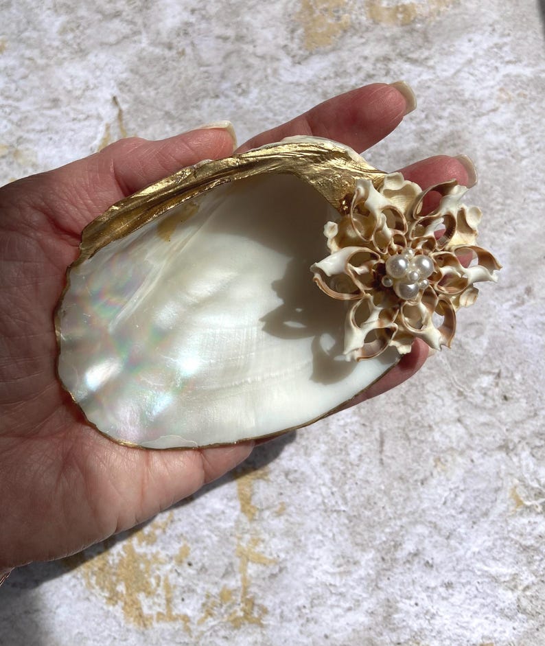 Mother of Pearl Floral Shell Dish - Etsy