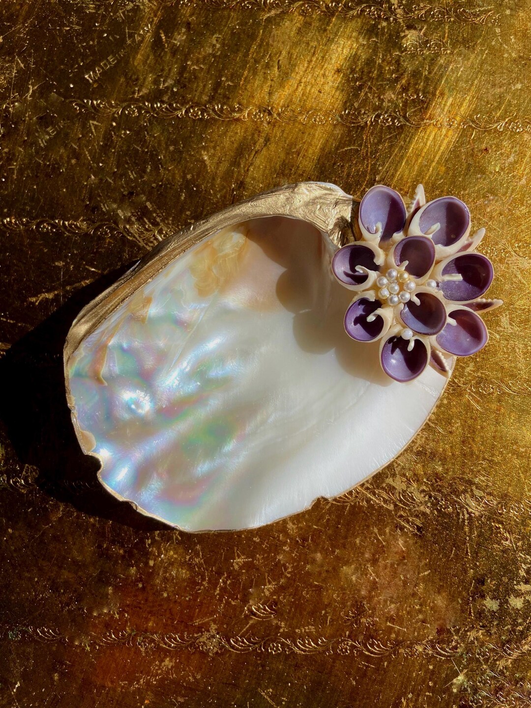 Purple Petals Mother of Pearl Shell Dish - Etsy