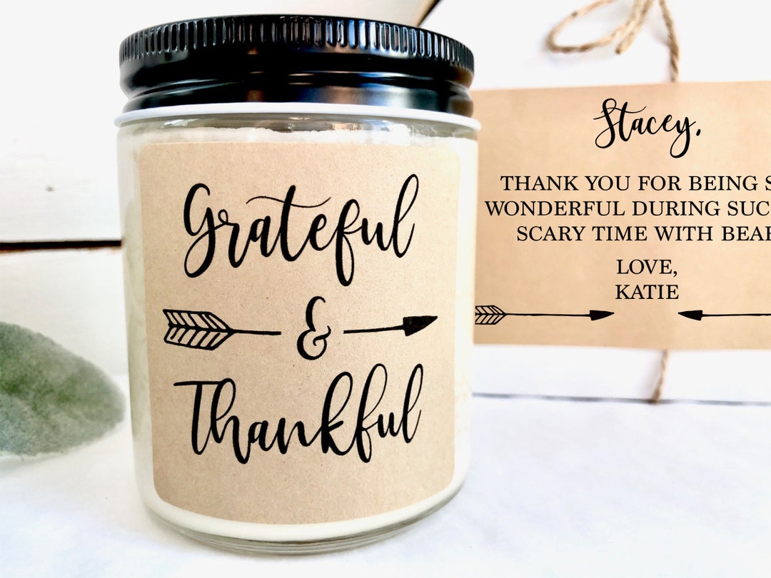 Grateful & Thankful Candle, Thank You Gift, Appreciation Gift, 8 Oz Soy ...