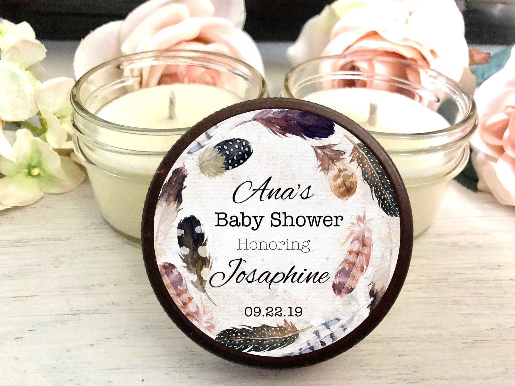 Feather Baby Shower Favors, Rustic Baby Shower Favor, Set of 6 Favors ...