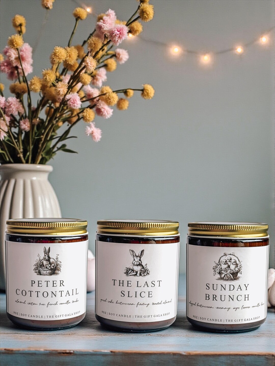 9 Oz Easter Soy Candles | Rustic Amber Jar Easter Decor | Vintage ...