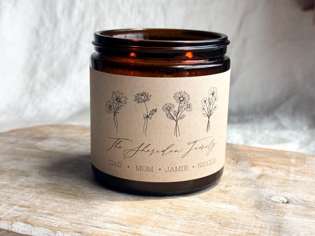 Custom Family Birth Flower Candle | Personalized Birth Month Flower ...