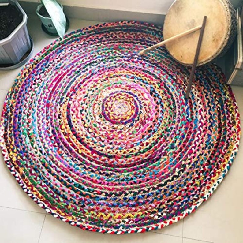 6x6 feet braided round rug RUG meditation mat mandala rug | Etsy