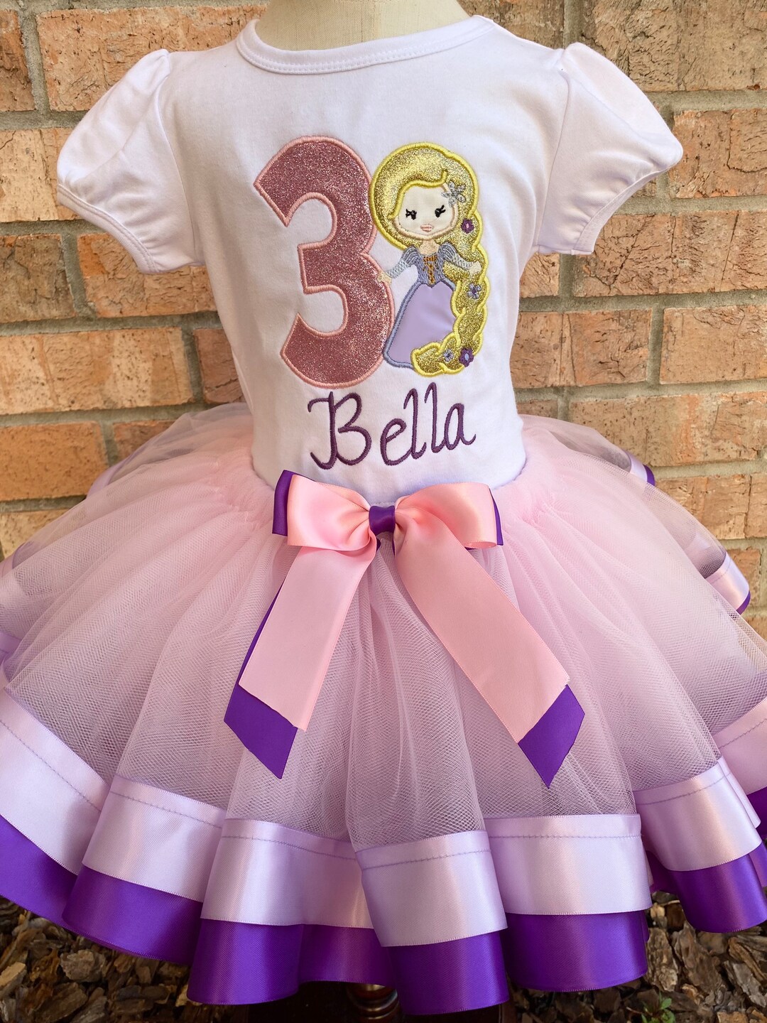Princess Birthday Outfit, Birthday Number Shirt, Light Pink and Purple ...
