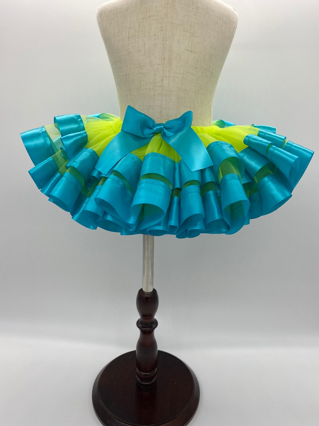 Handcrafted Apple Green & Turquoise Ribbon Tutu: Birthday Outfit - Etsy