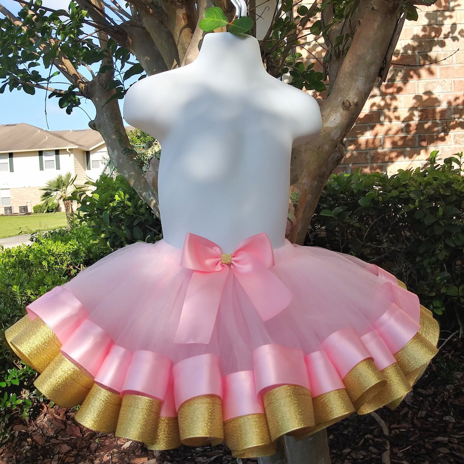 Pink and Gold Ribbon Trimmed Tutu Princess Birthday Tutu - Etsy