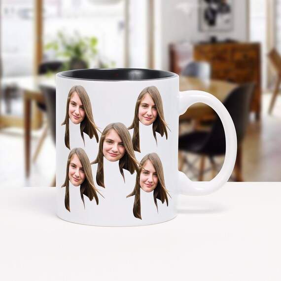 Face Pattern Wrap Around Photo Mug Design 11oz Black Inside | Etsy