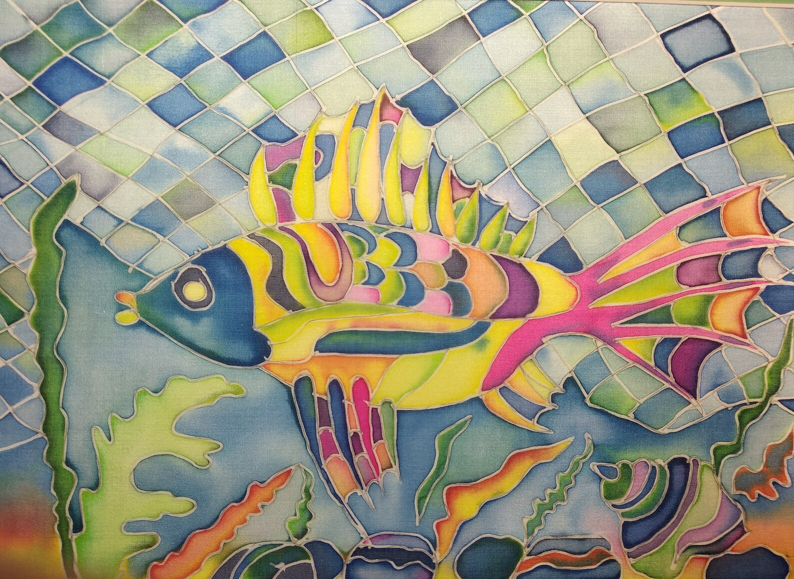 Fish Batik Painting on Silk Sea Painting Ocean Underwater | Etsy
