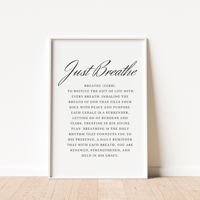 Just Breathe Definition Print, Inspirational Wall Art (digital Download ...