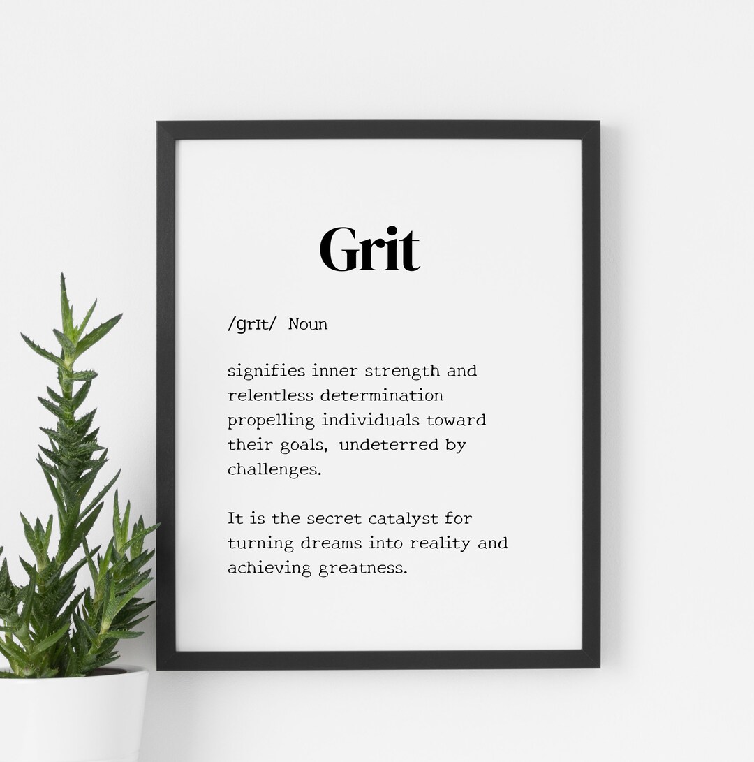 Grit Definition Wall Art, Digital Download, Motivational Gift ...