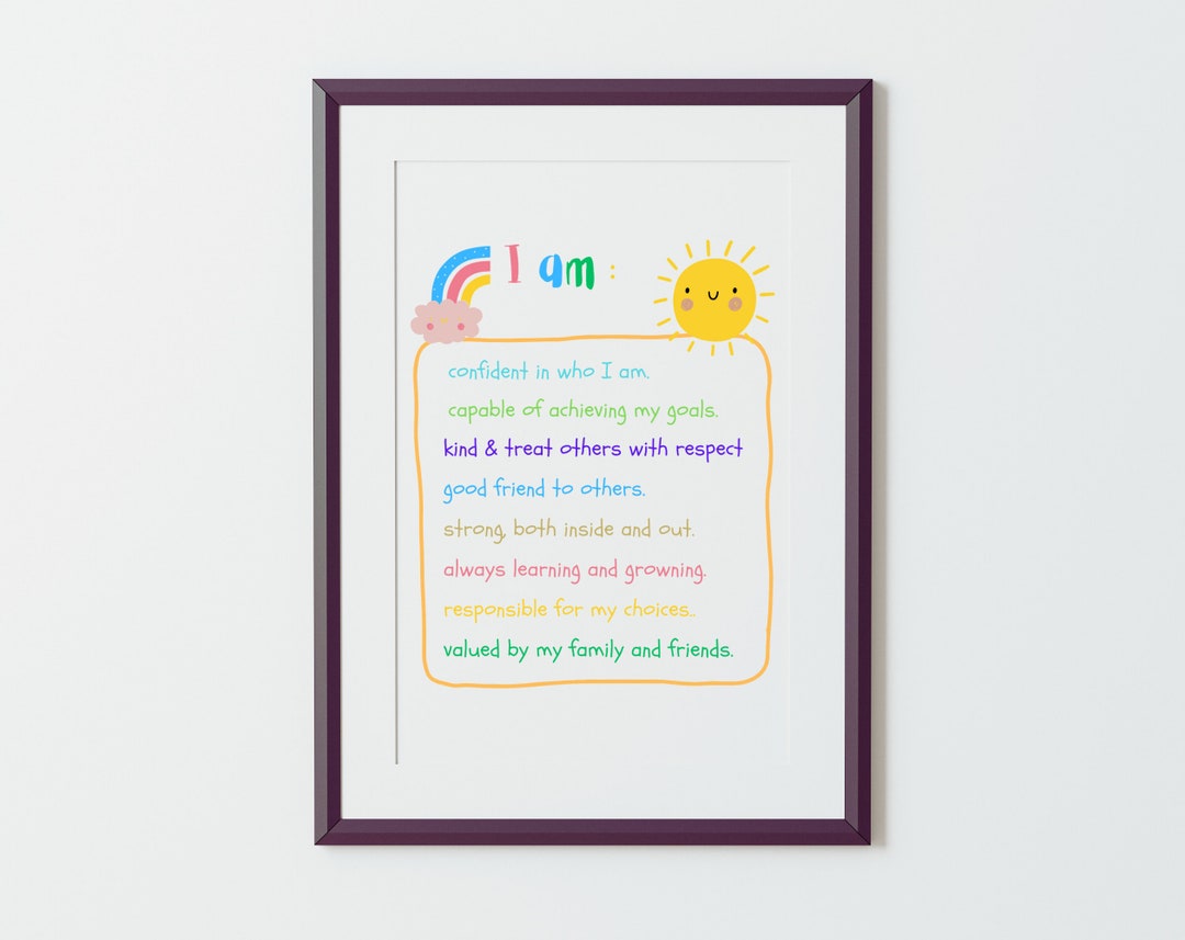 I Am Affirmations for Kids, Kids Room Decor, Motivational, Affirmations ...