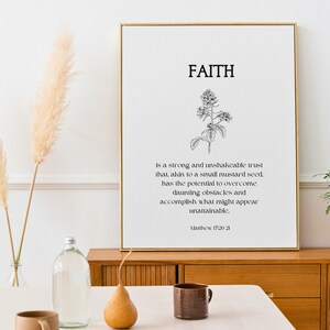 Faith Definition Printable, Bible Verse Print, Inspirational ...