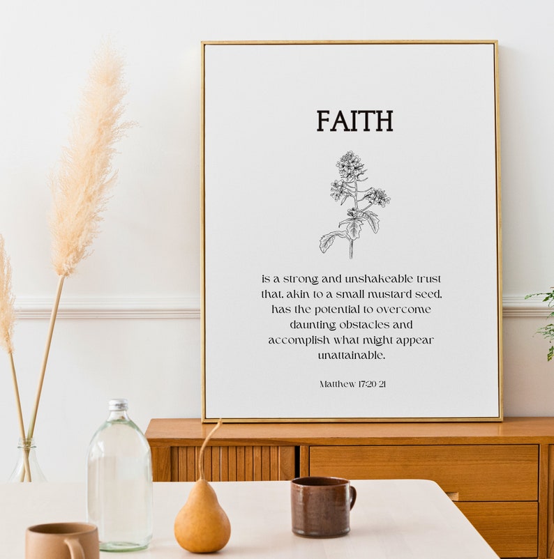 Faith Definition Printable, Bible Verse Print, Inspirational ...