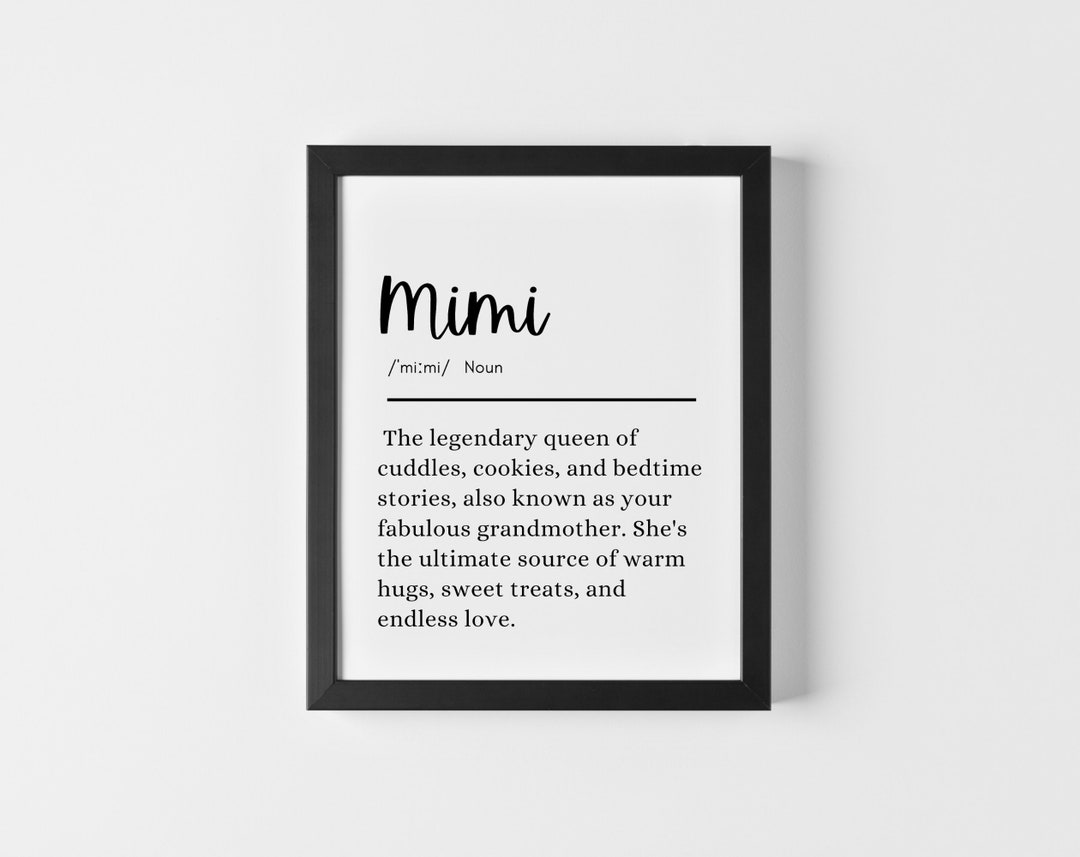 Mimi Definition Wall Art, Grandmother Gift, Christmas Gift, Mother's ...