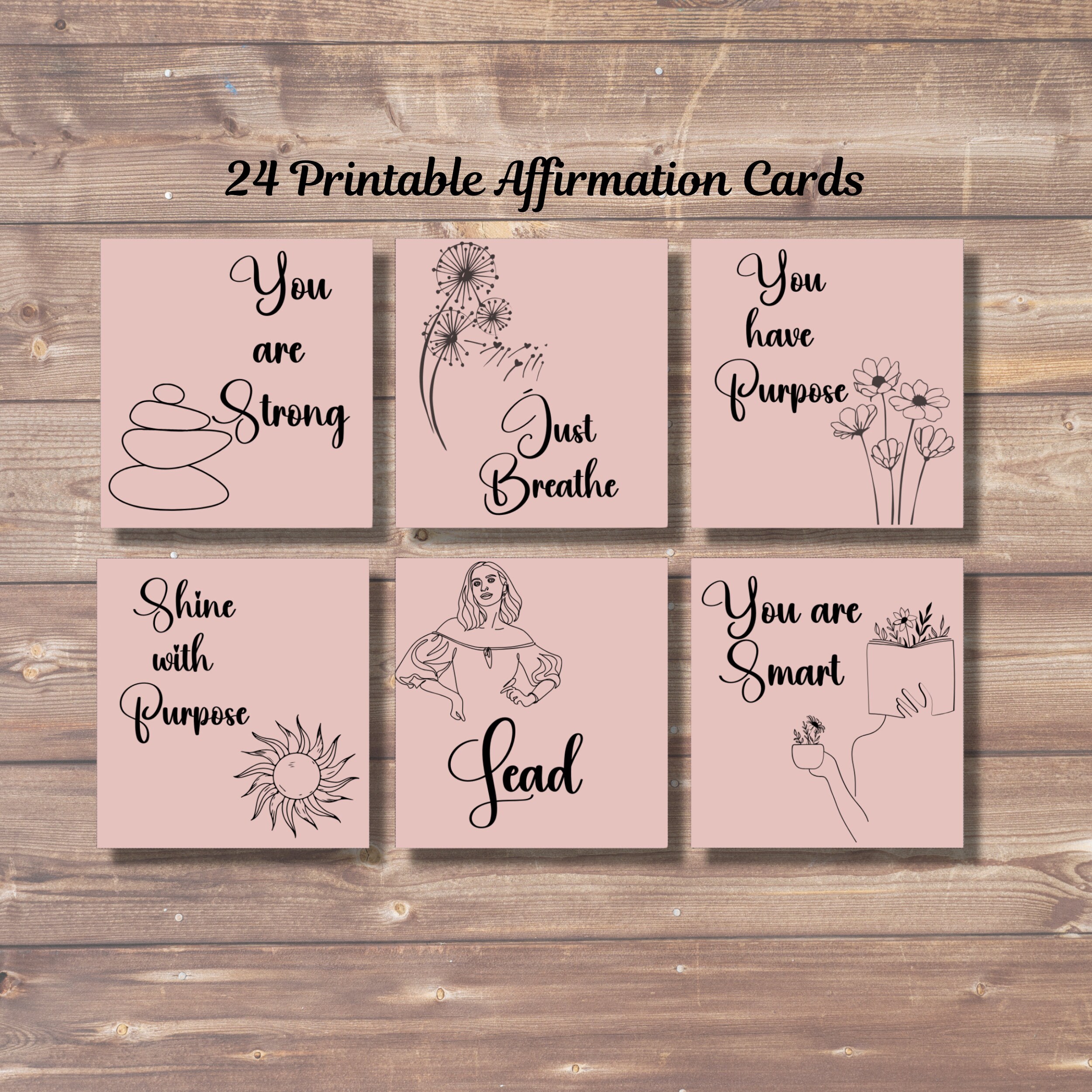 Affirmation Cards Women, 24 Affirmation Cards Digital, Mental Health ...